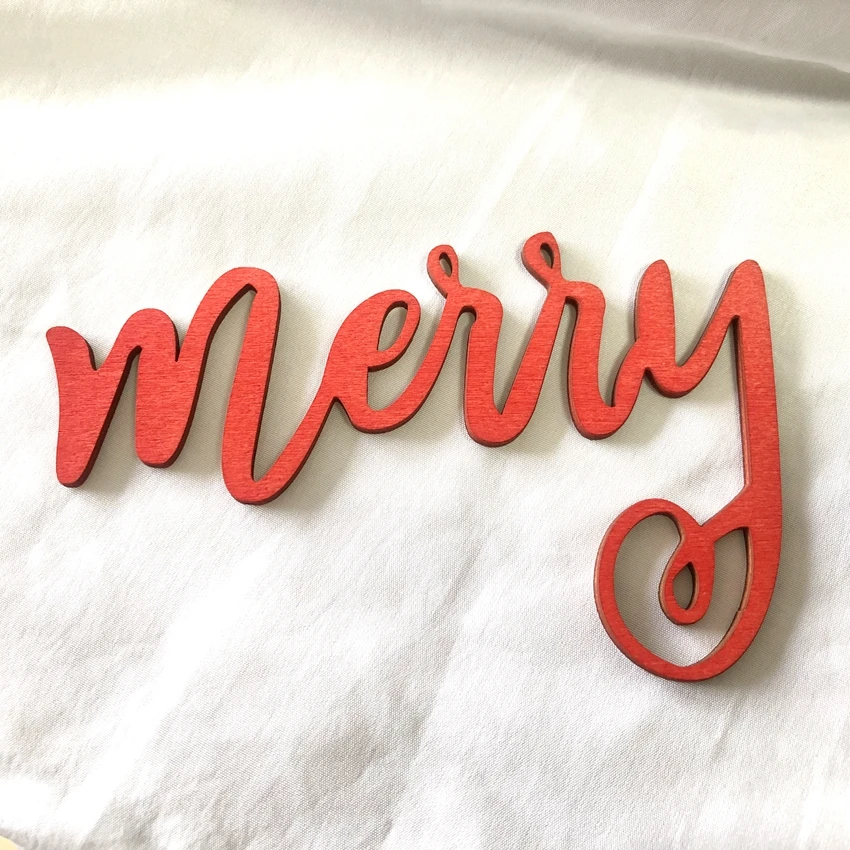 Custom Laser Cut Wooden Merry Script Word For Christmas Decoration ...