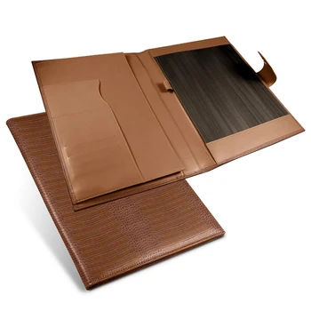 Luxury Crocodile Pattern Cowhide Leather A4 Size Business Padfolio ...