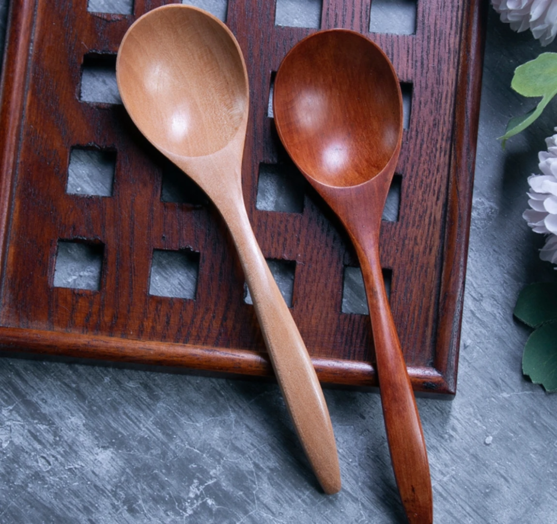 Wood Spoon Handmade Small Wooden Spoon Honey Teaspoon Seasoning Coffee ...