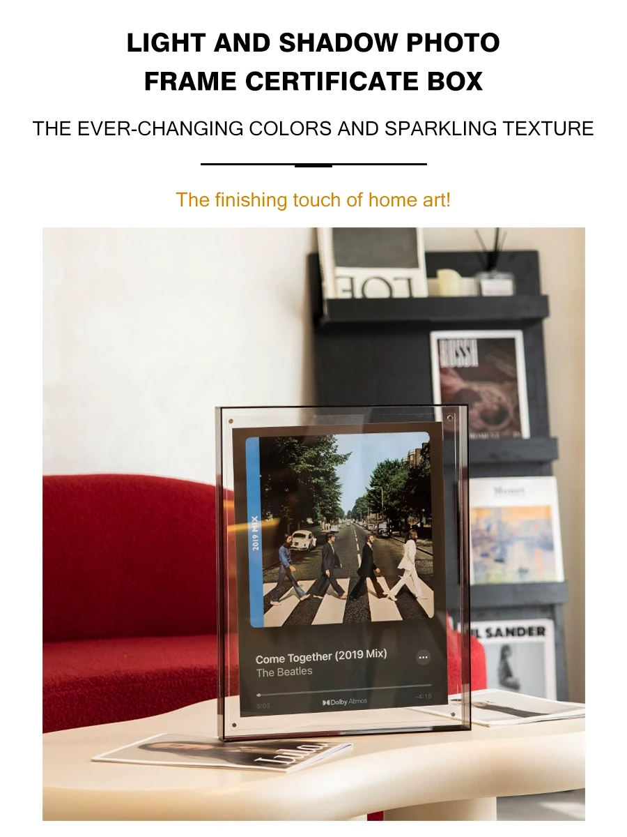 8-inch A4 Certificate Frame Colorful Pink Acrylic Mounting Photo Frame ...