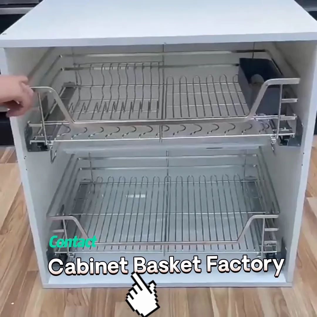 4 Side Stainless Steel Slide Drawer Pull Out Basket Cabinet Basket Wire ...