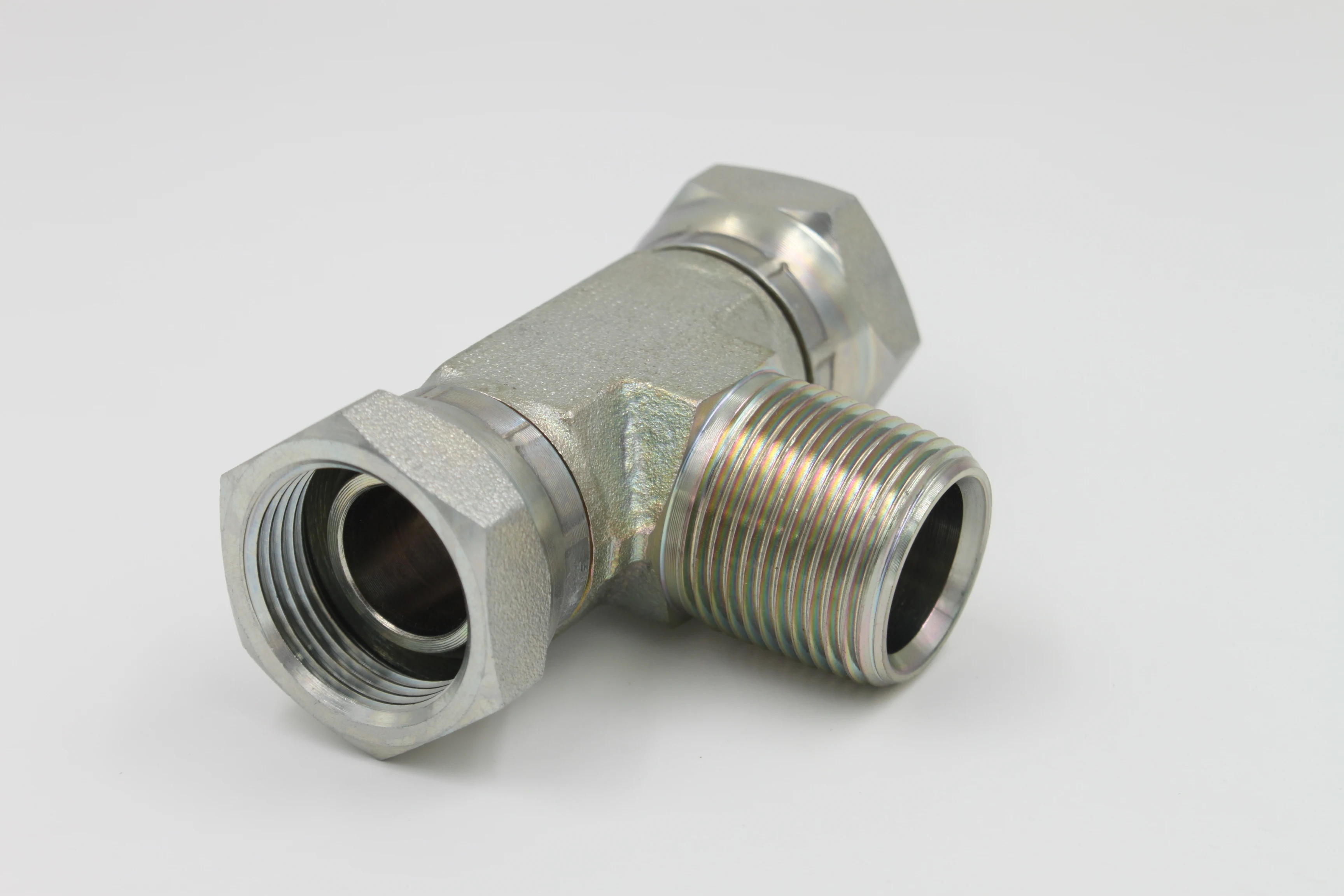6602-fg Hydraulic Adapter Female Npsm Swivel Seal To Male Nptf Tee 3 Way High Pressure Hydraulic ...