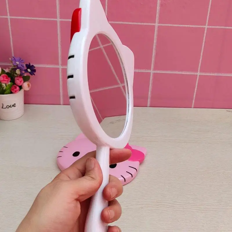 2023 Cartoon Cute Makeup Handheld Hello Kitty Mirror Kitty Hand Mirror ...