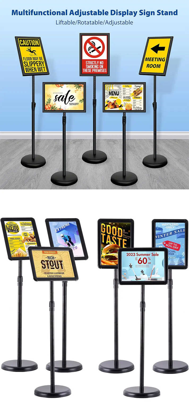 A4 Sign Holder Safety Signage Floor-standing Promotion Rack Signage ...