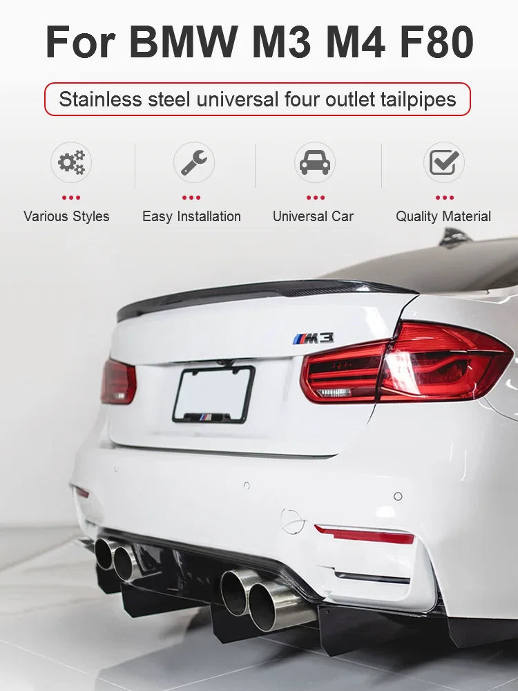 SYPES 340 Stainless Steel Muffler Tip Exhaust Tip Exhaust Pipe Exhaust System for Bmw Car F87 M2 ...