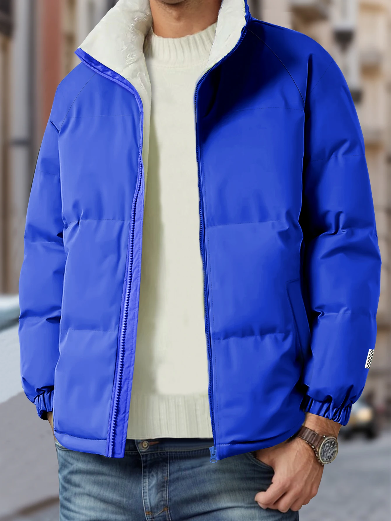 Men's Bubble Jackets With Fleece Windproof Thicken Parka Snow Ski Coat ...