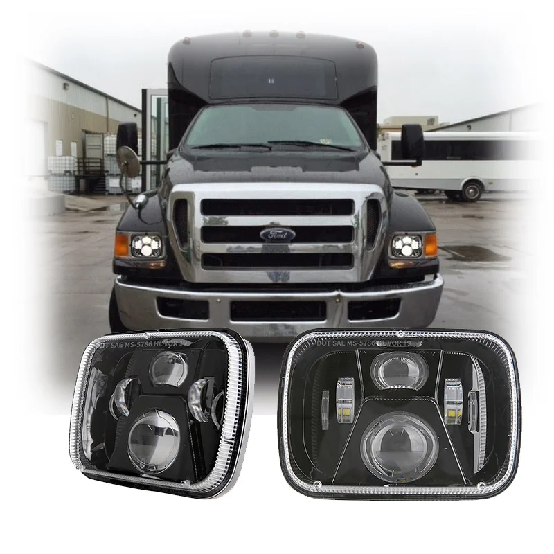 D0T 5x7 Led Headlights for 2000-2015 Ford F650 F750 Super Duty Truck ...