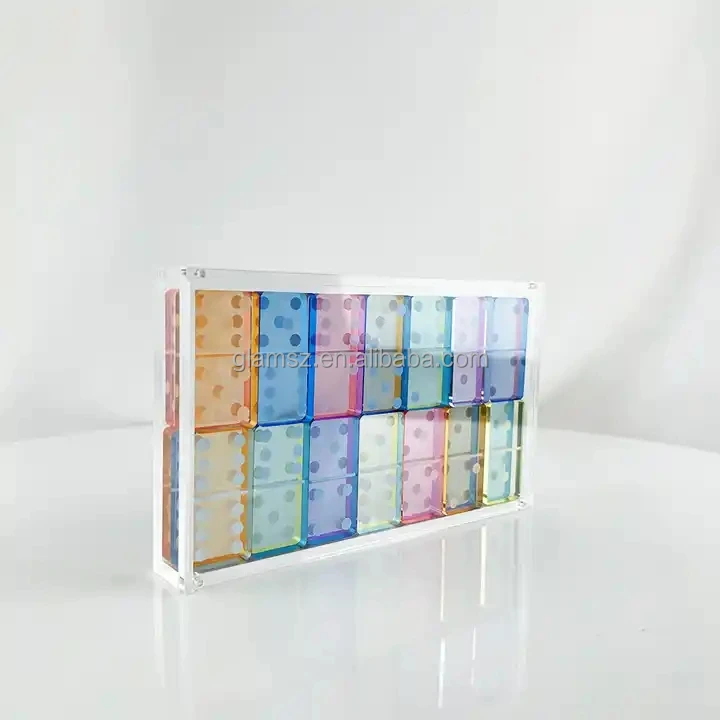 Clear Acrylic Storage Box Double Six Home Decor 28 Pieces Lucite Domino ...