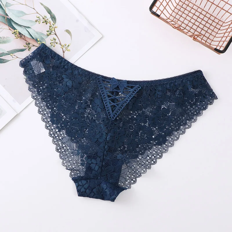 High Cut Lace Panties Seamless Underwear Solid Female Underwear Mid ...