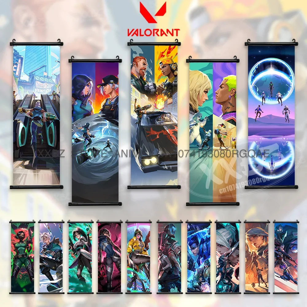 Valorant Hot Game Poster Phoenix Viper Jett Brimstone Omen Breach Wall ...