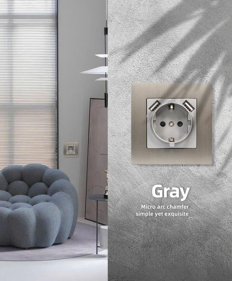 S Series Wall Mounted Germany Gold Plugs Sockets With Dual USB a Ports ...