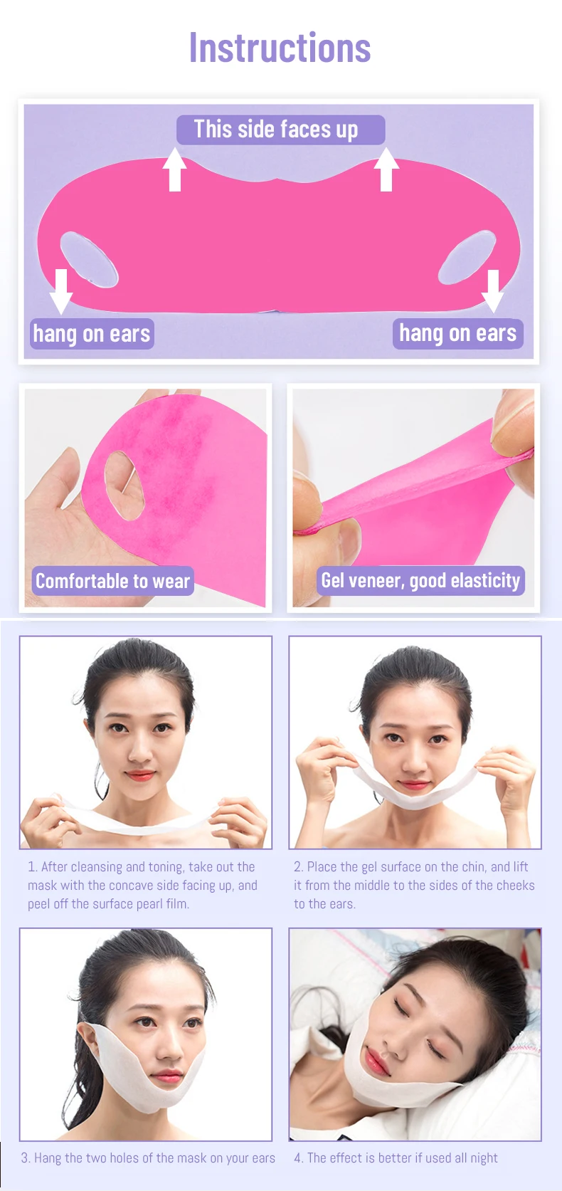 Wholesale Korean V Line Facial Mask V Line Jelly Face Slim Lifting Band ...