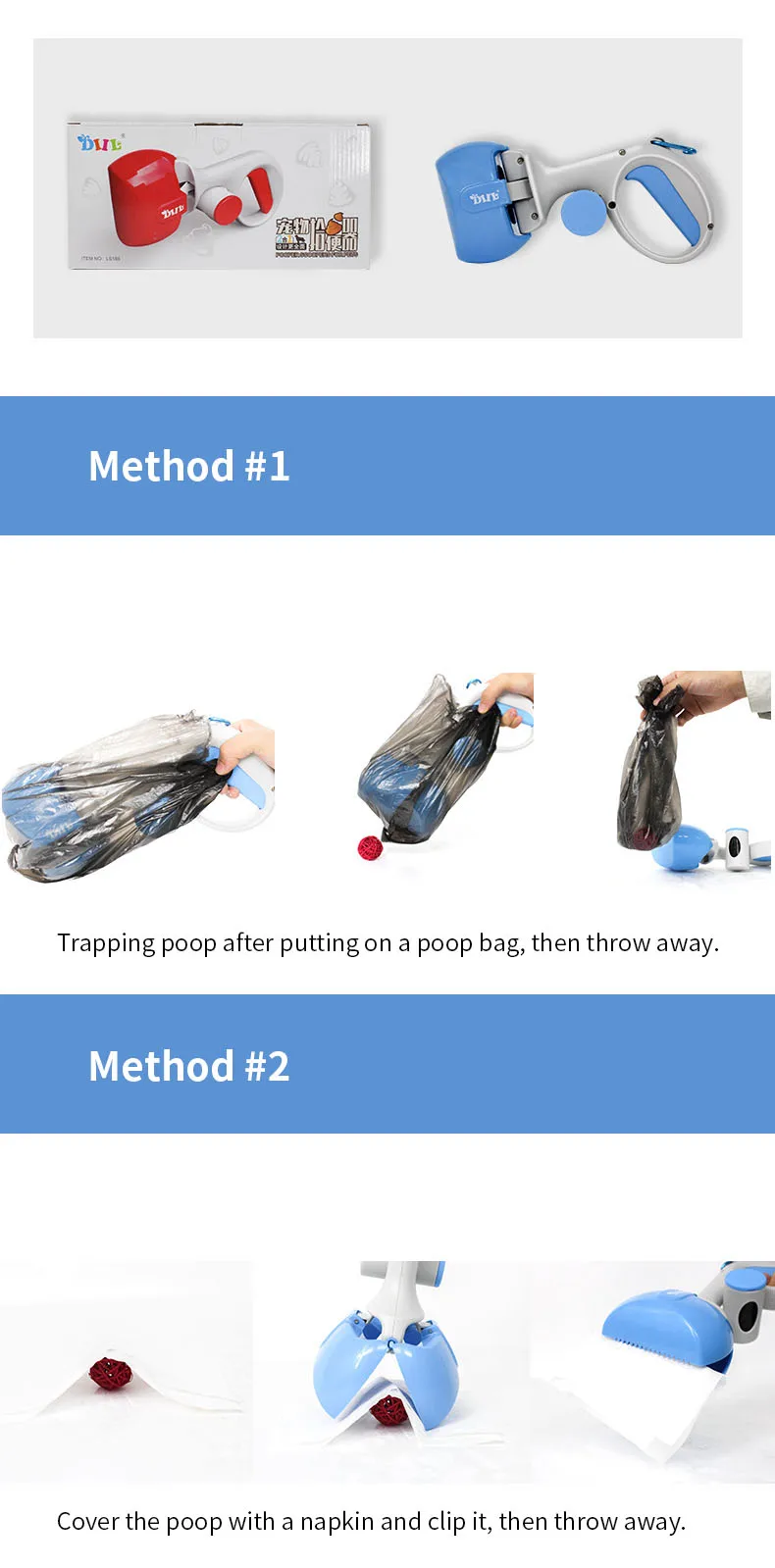 Pet Poop Scooper Pet Outdoor Cleaning Tool Poop Picker For Dogs Pickup ...