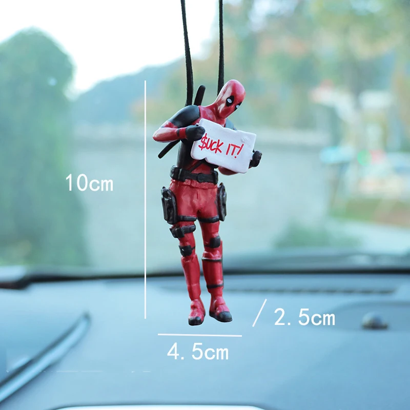 Cartoon Deadpool Car Rearview Mirror Car Pendant Reading Deadpool Car ...