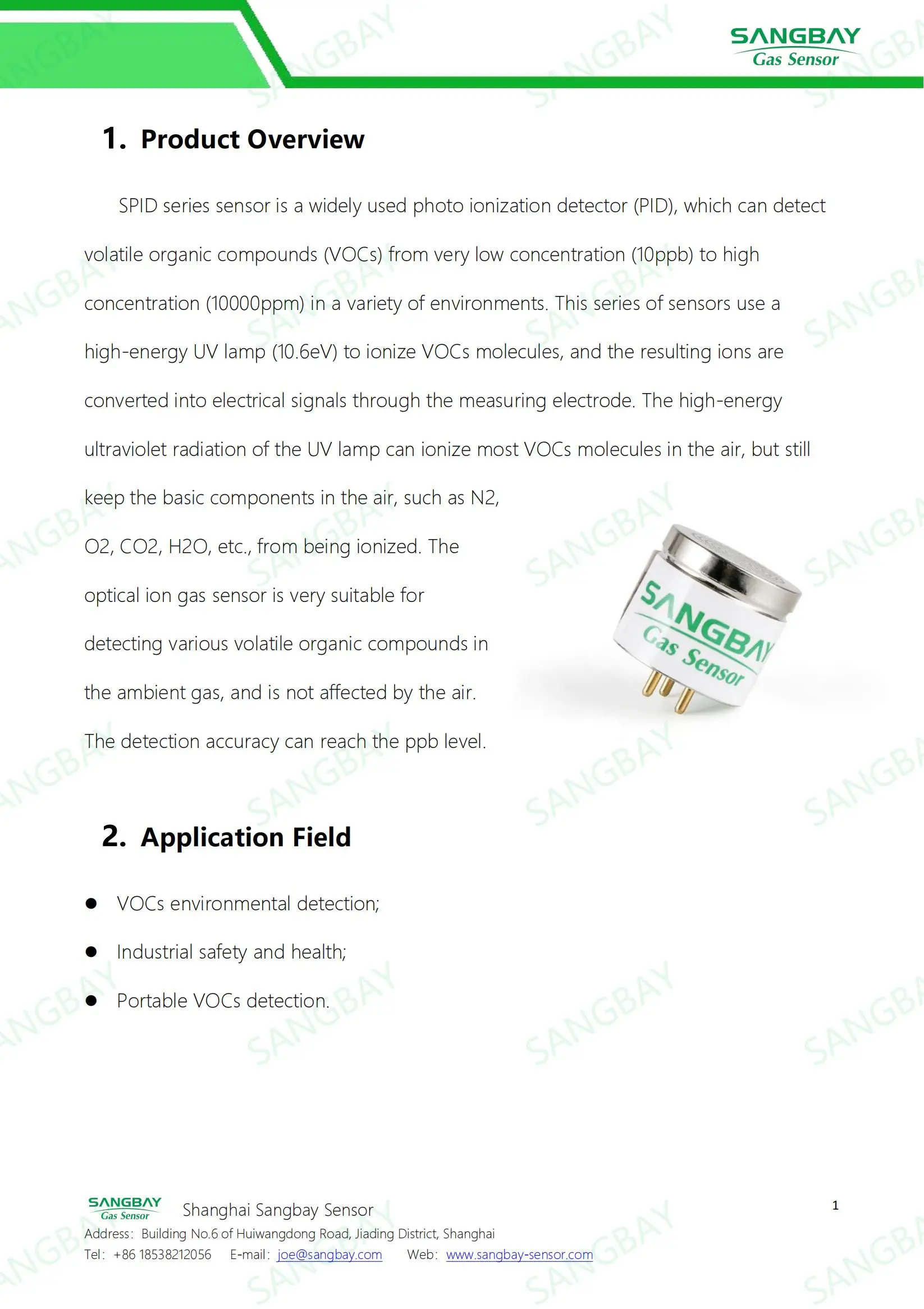 Sangbay High Precision PID Gas Sensor Photoionization VOCs Test 0 ...