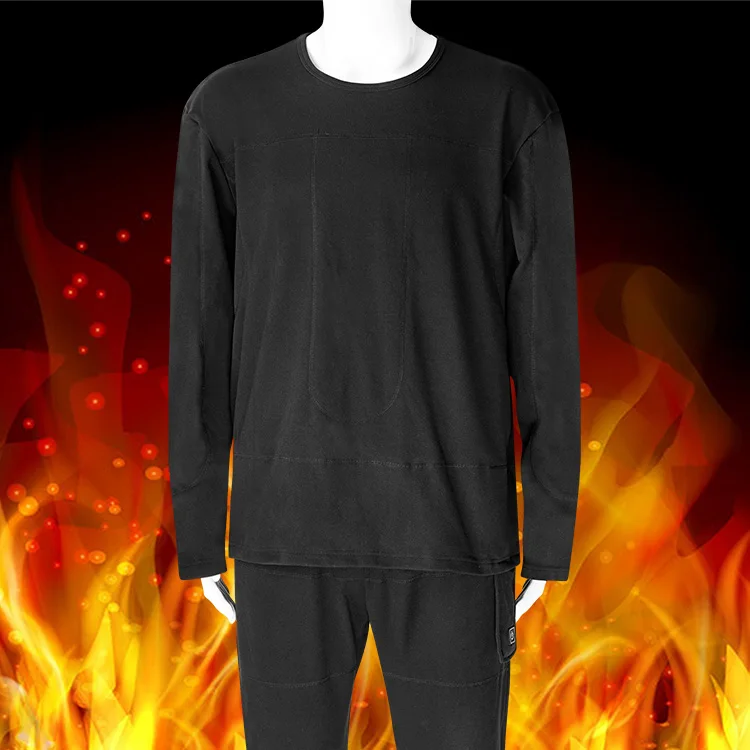 SAVIOR Men's Thermal Heated Underwear Set Black Breathable Soft Knit ...