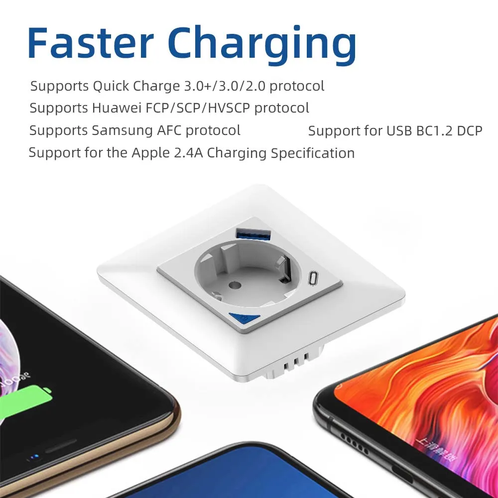 EU Tuya Smart Wall Plug Adaptor USB A+C WiFi Zigbee Type-C Power ...