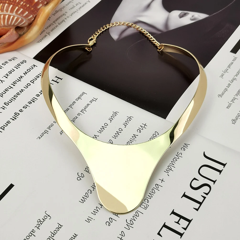 Hansidon Punk Shiny Metal Torques Choker Necklaces for Women Gold ...