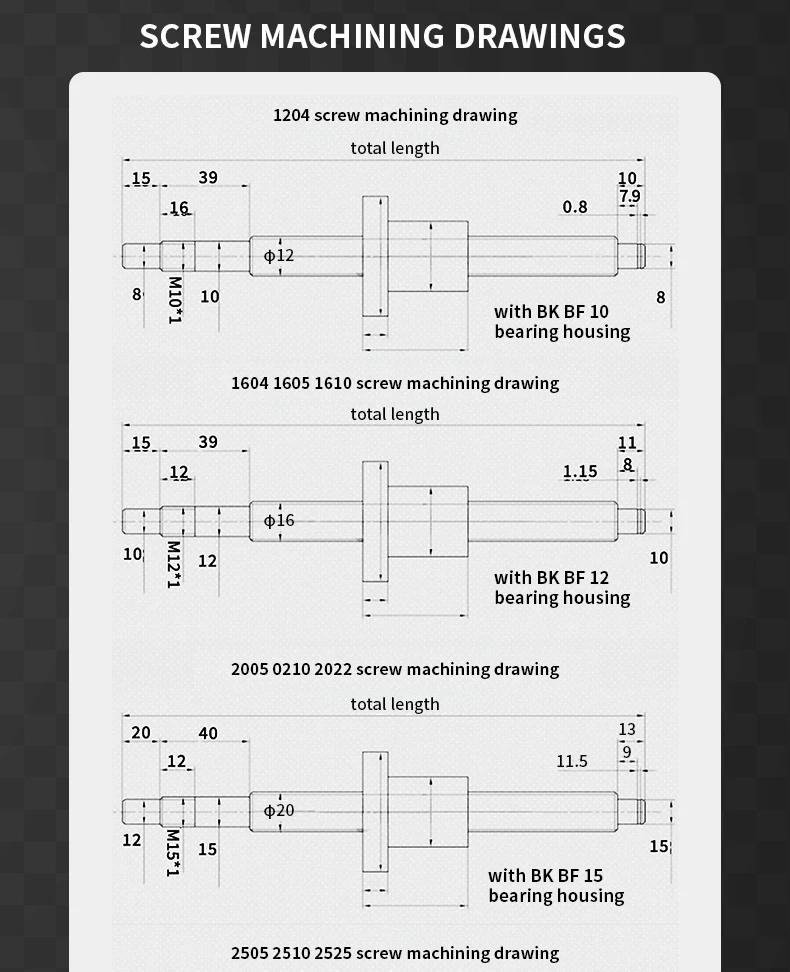 Custom CNC Double Nuts Ball Screw Series 1605 3205