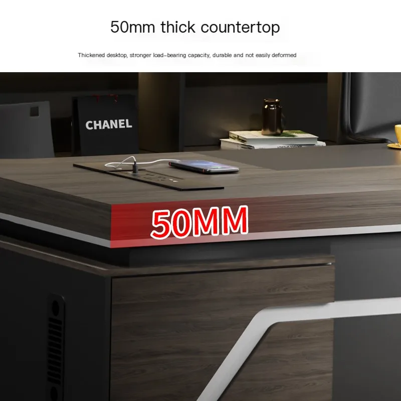 Modern Luxury L-Shaped Boss Desk Executive Office Wood Modular Computer ...