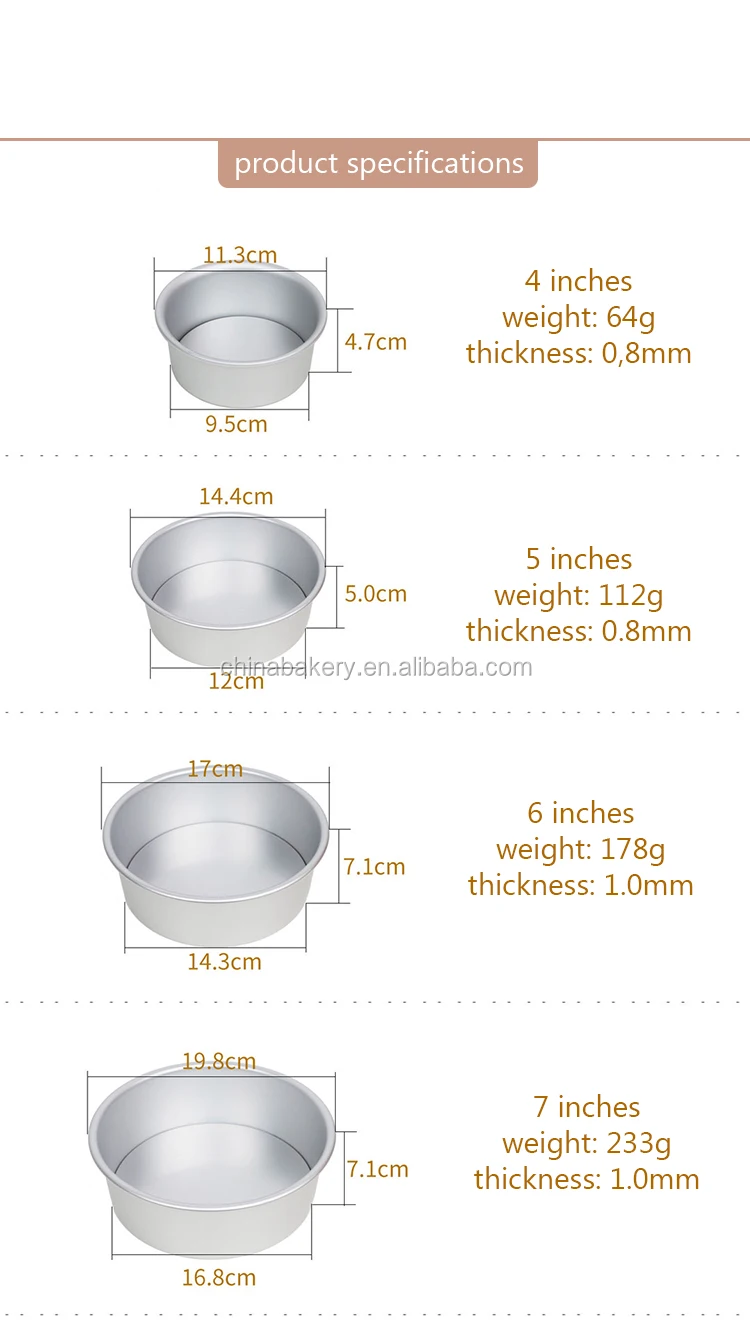 6/7/8/9/10 Inch Aluminum Round Cake Baking Pans Chiffon Angel Cake ...