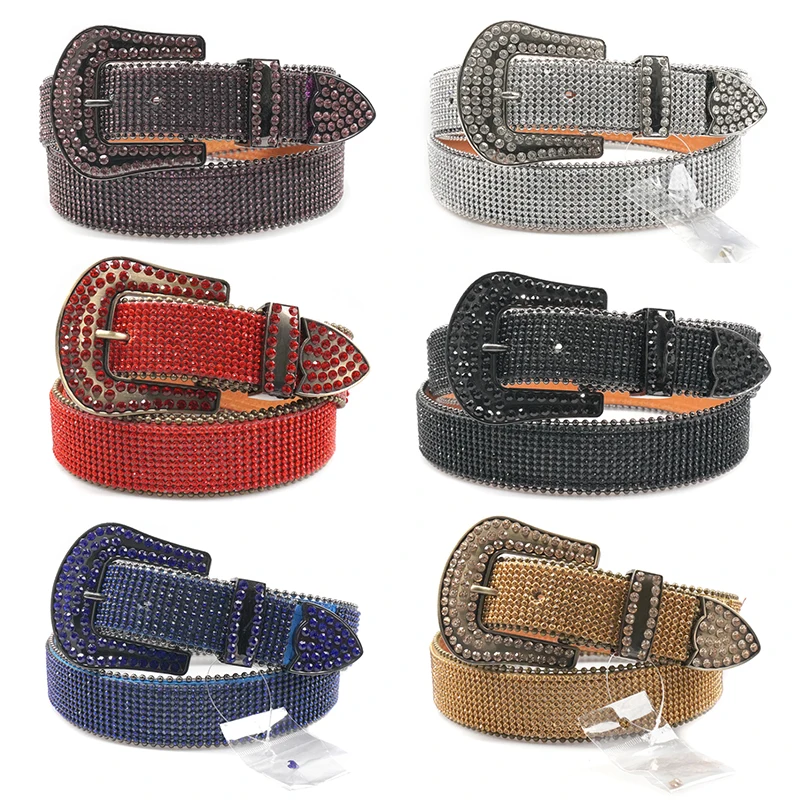 Custom Logo Designer Bling Bling Diamond Bb Belt Men Luxury Pu Leather ...