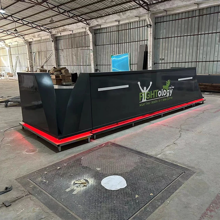 U Shape Counter Aquarium Reception Desk With Display Led Light Hotel ...