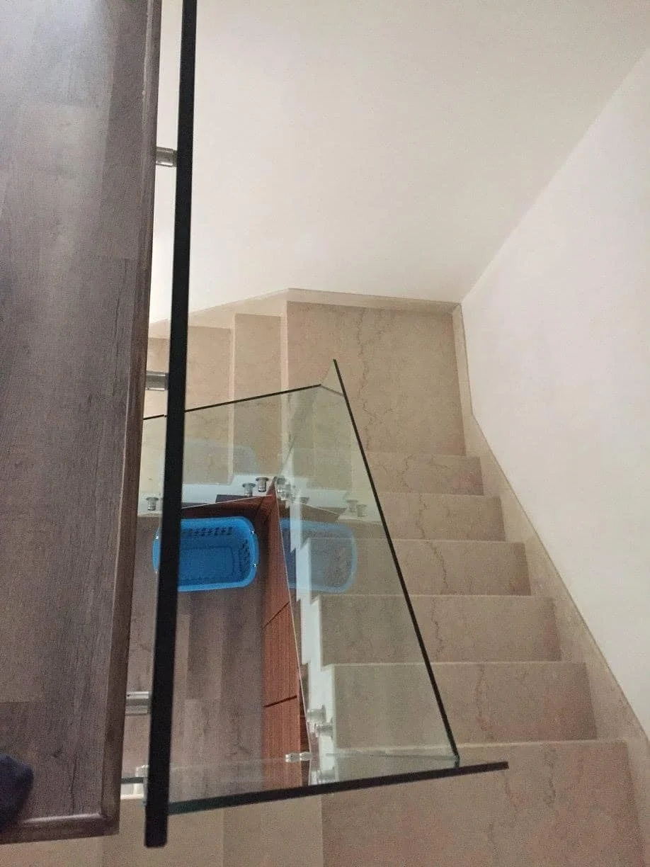 Cbmmart Indoor Straight Single Glass Railing Keel Staircase Simple ...