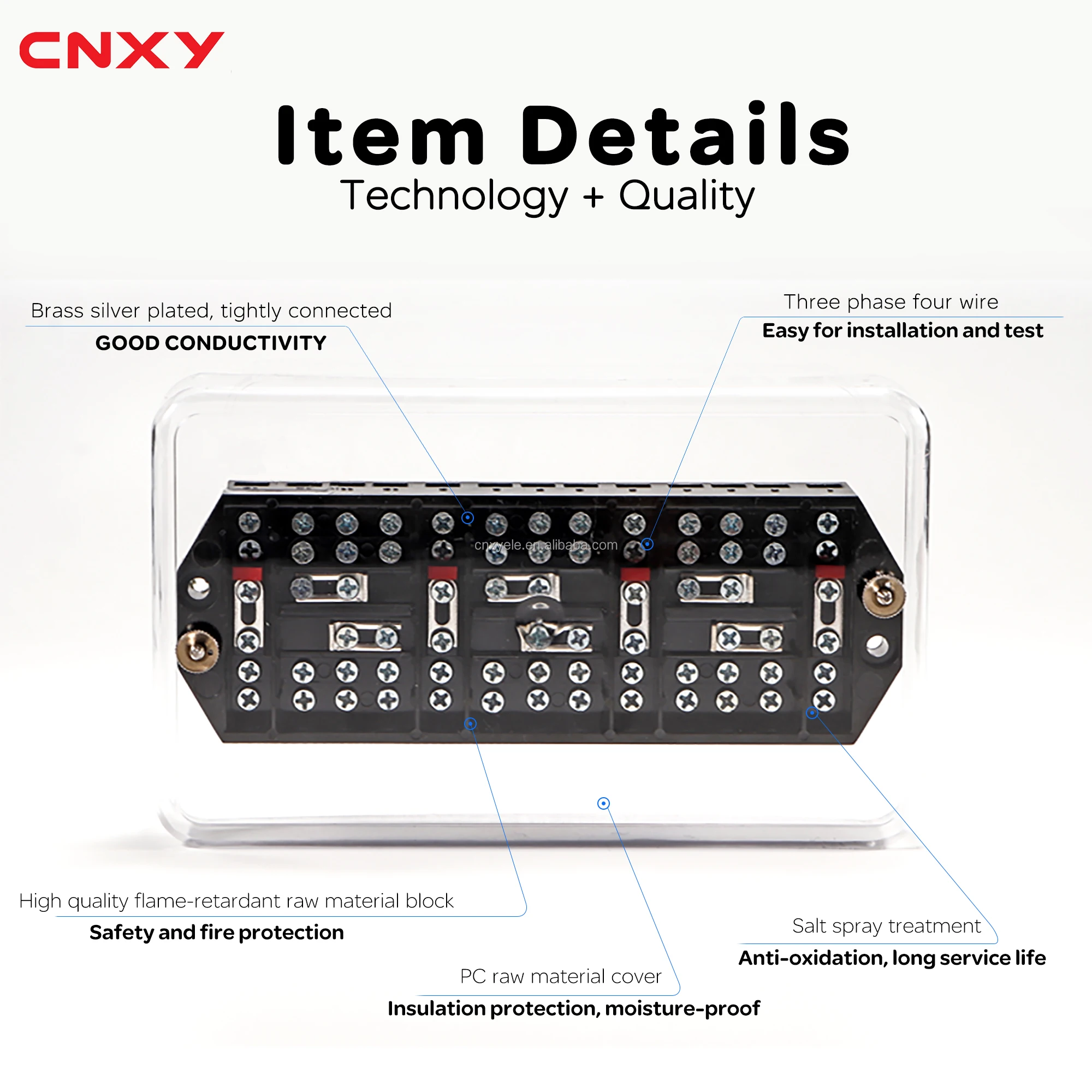 Black Bakelite 3 Phase test Terminal Block With Transparent Cover ...