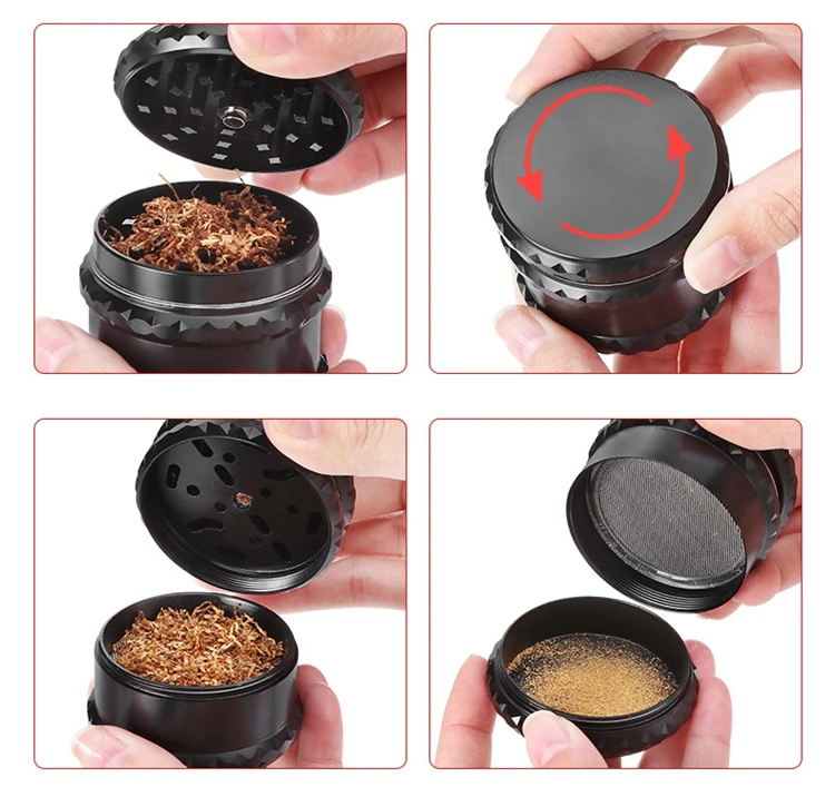 Ky 60mm Manual Tobacco Grinders Smoking 4-layer Zinc Alloy Smoke Spice ...