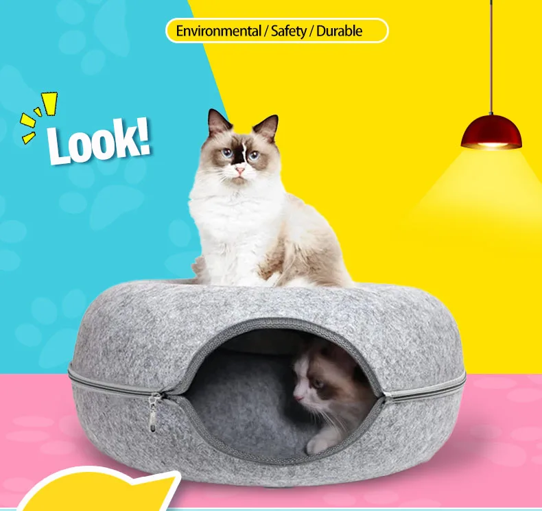 Felt Cat Bed Pet Donut Cave Peekaboo Cat Cave 60*28cm| Alibaba.com