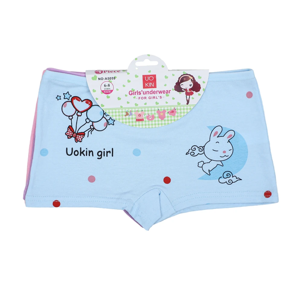 UOKIN Cute Cartoon Boxers for Girls 4-10 Years Cotton Underwear Shorts A5059