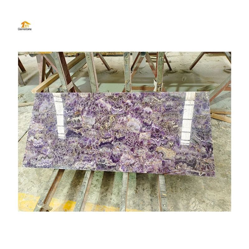 Translucence Quartz Marble Amethyst Semiprecious Stone Slab For Wall ...