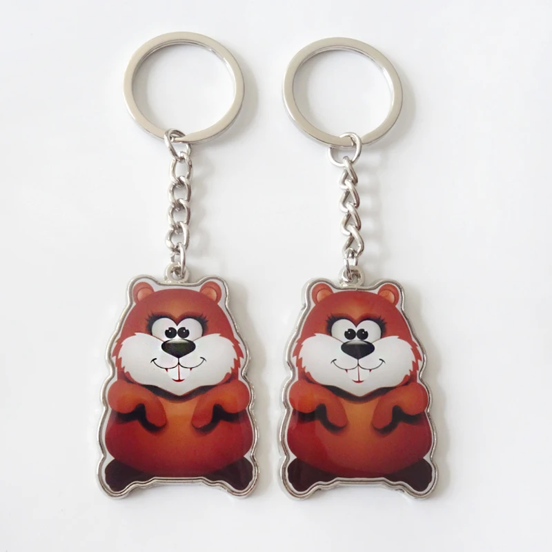 Custom Adorable Animal Epoxy - Marmot Printed Dome Metals Key Ring