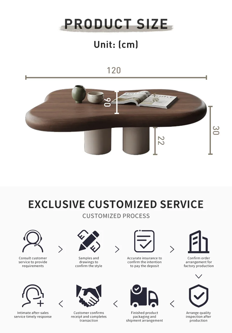 Modern Nordic Irregular Shape Coffee Table Living Room Furniture Cream ...