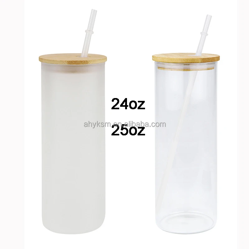 Red 2024 New 32oz 40oz 50oz Glass Tumbler With Bamboo Lid Straw Time ...