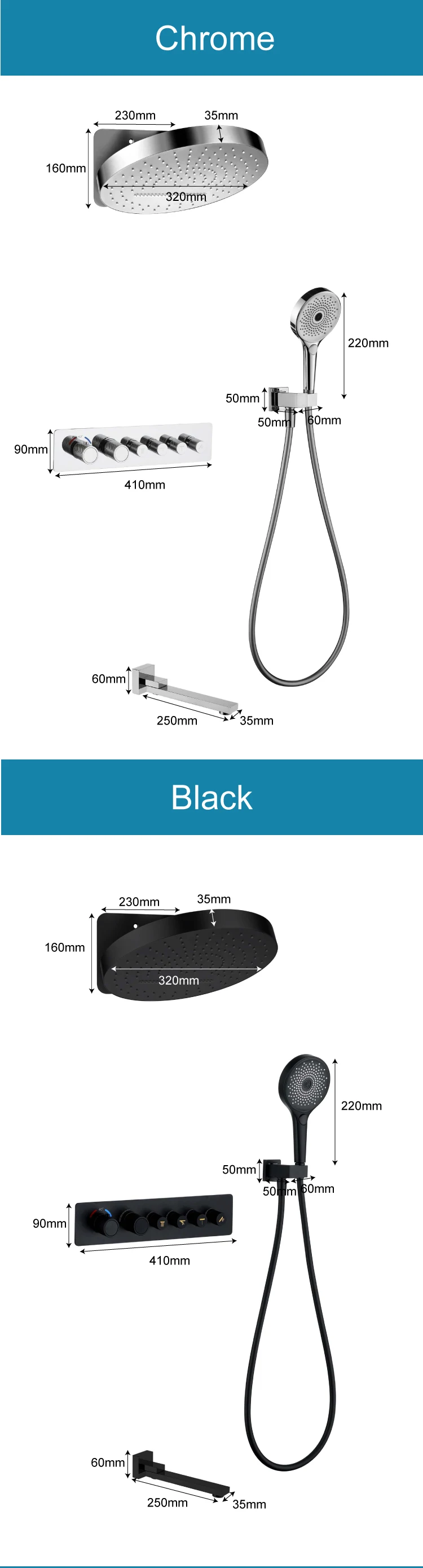 Multifunction Bath Wall Mounted Concealed Waterfalls Bathroom Douche ...