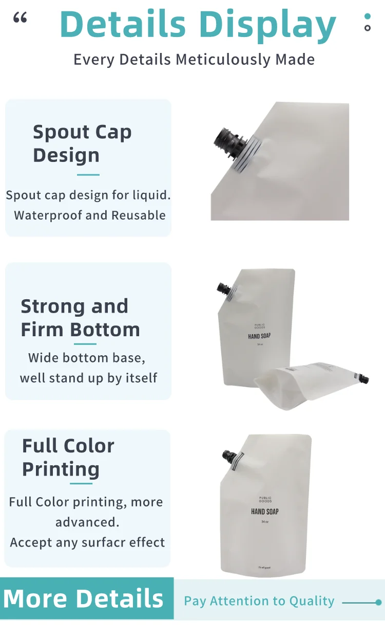 Custom Reusable Waterproof 12oz 34oz Refill Stand up Spout Pouches for ...