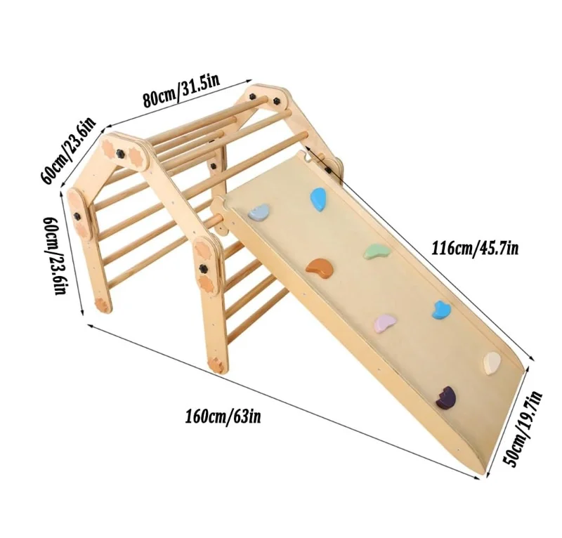 Indoor Playground Gym Frame Climbing Frame Wooden Climbing Triangle ...