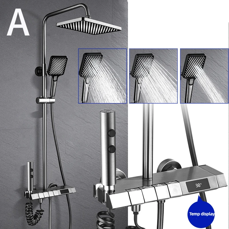 Luxury Piano Key Rainfall Shower Head with Handheld Spray, Adjustable ...