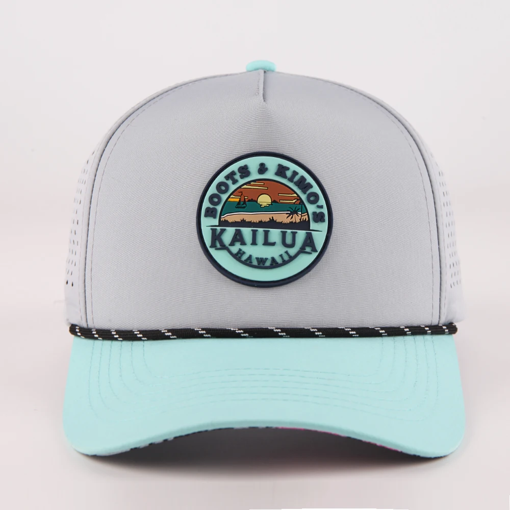 Custom 5 Panel Rubber Pvc Logo Rope Baseball Cap,Waterproof Laser Cut ...