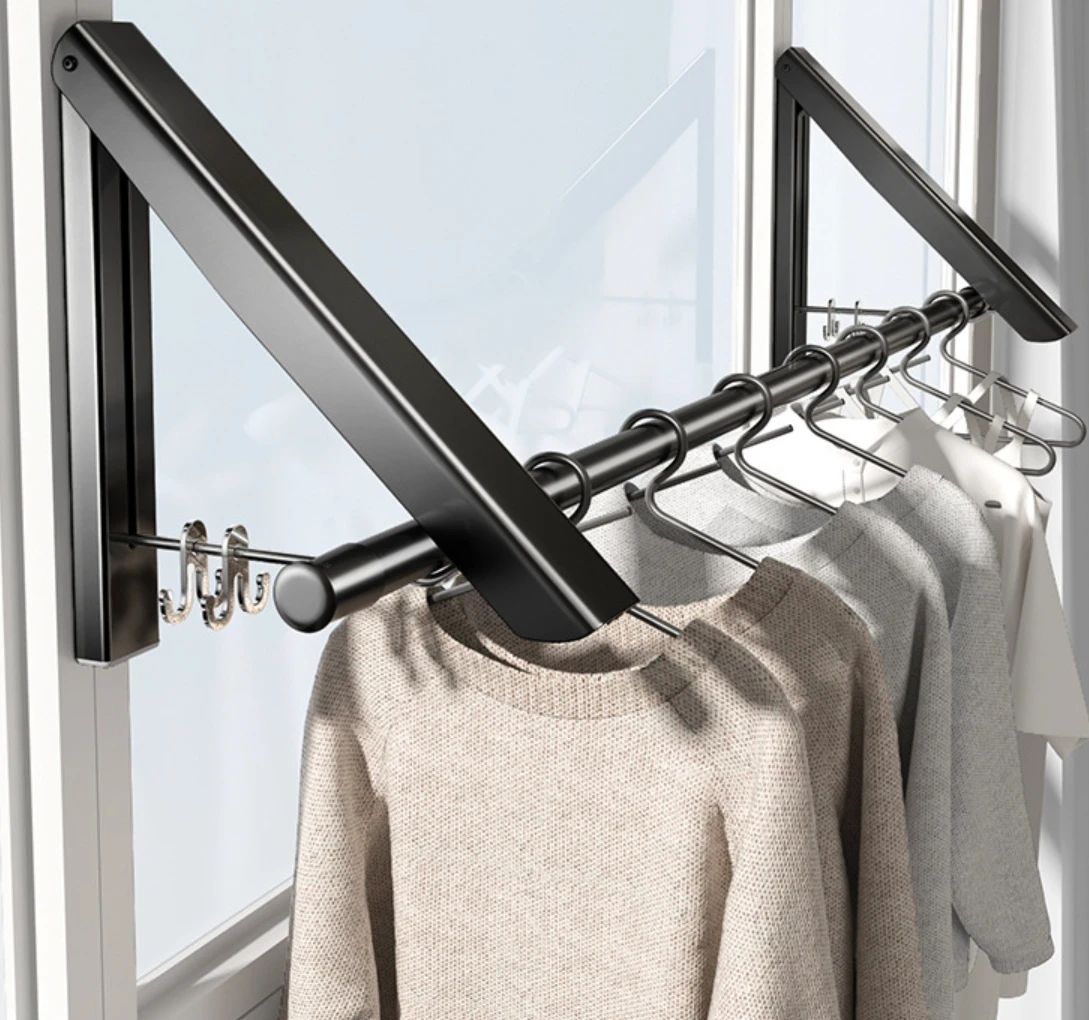 Hole-free Invisible Drying Rack Home Dormitory Wall-mounted Aluminum ...