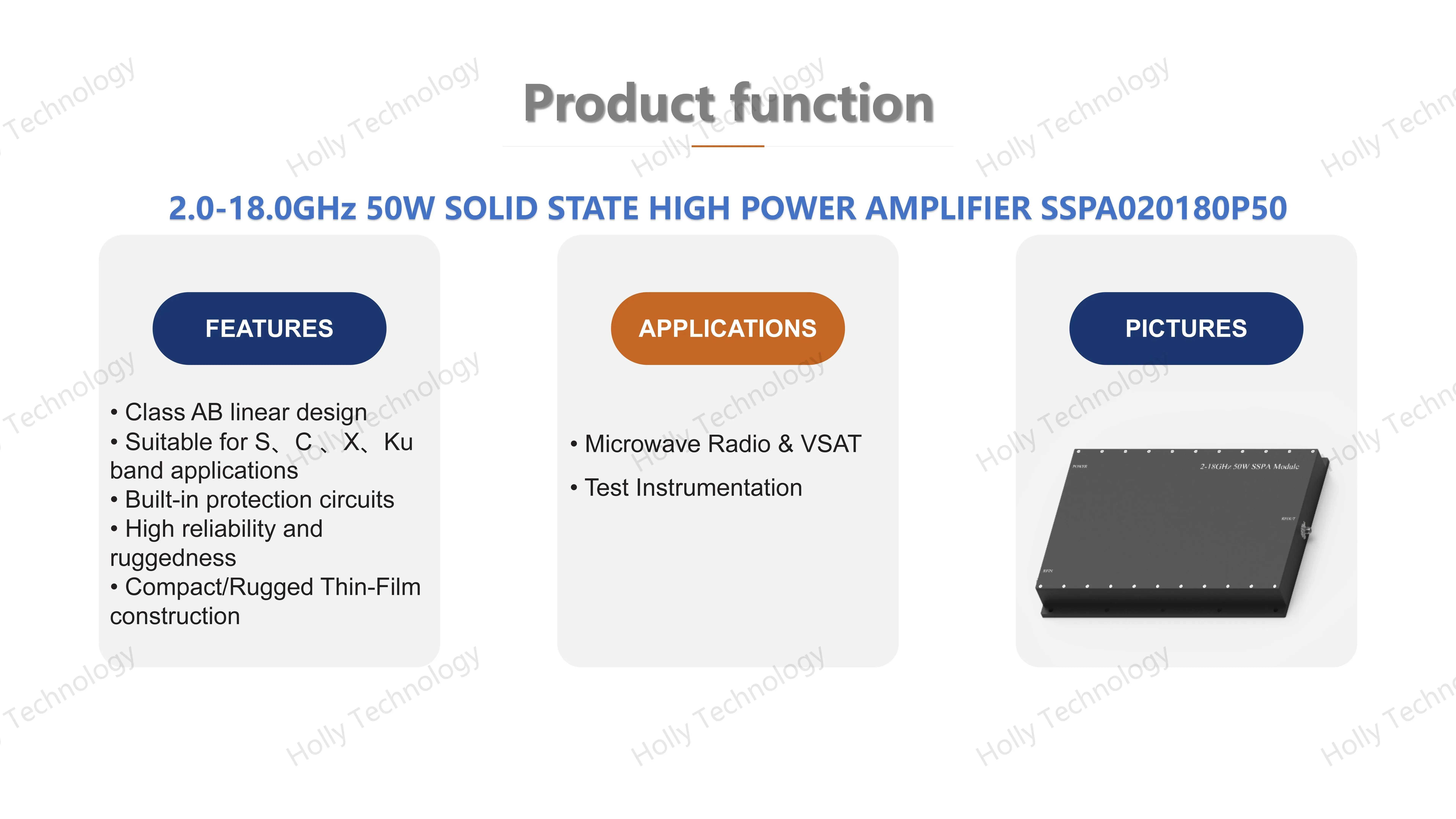 2.0-18.0 Ghz 50w Solid State High Power Amplifier - Buy Power Amplifier,Solid State Power ...