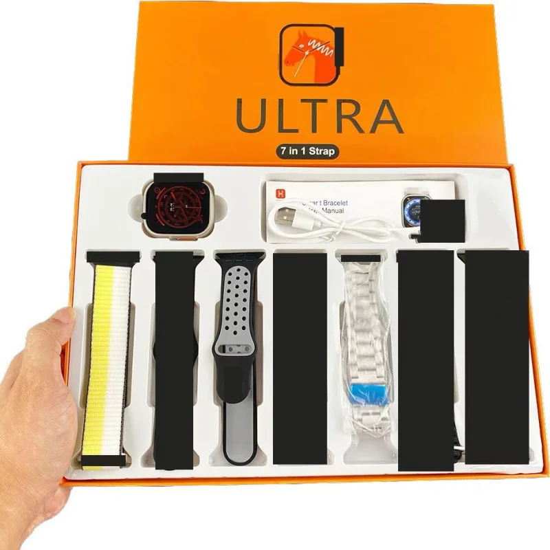 7 In 1 Ultra Smart Watch S100 Ultra Straps Blood Oxygen Body S100 Reloj ...