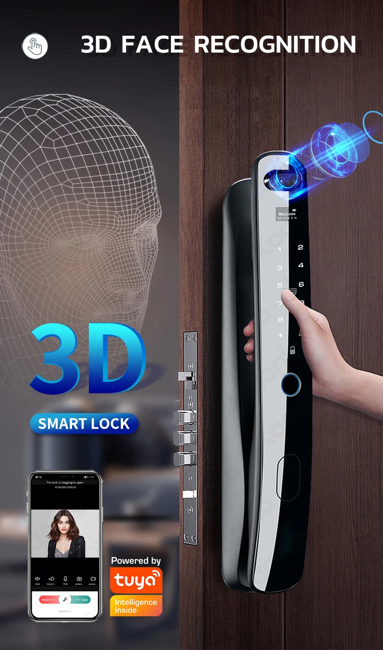 Kadonio Electric Biometric Fingerprint Face Recognition Smart Door ...