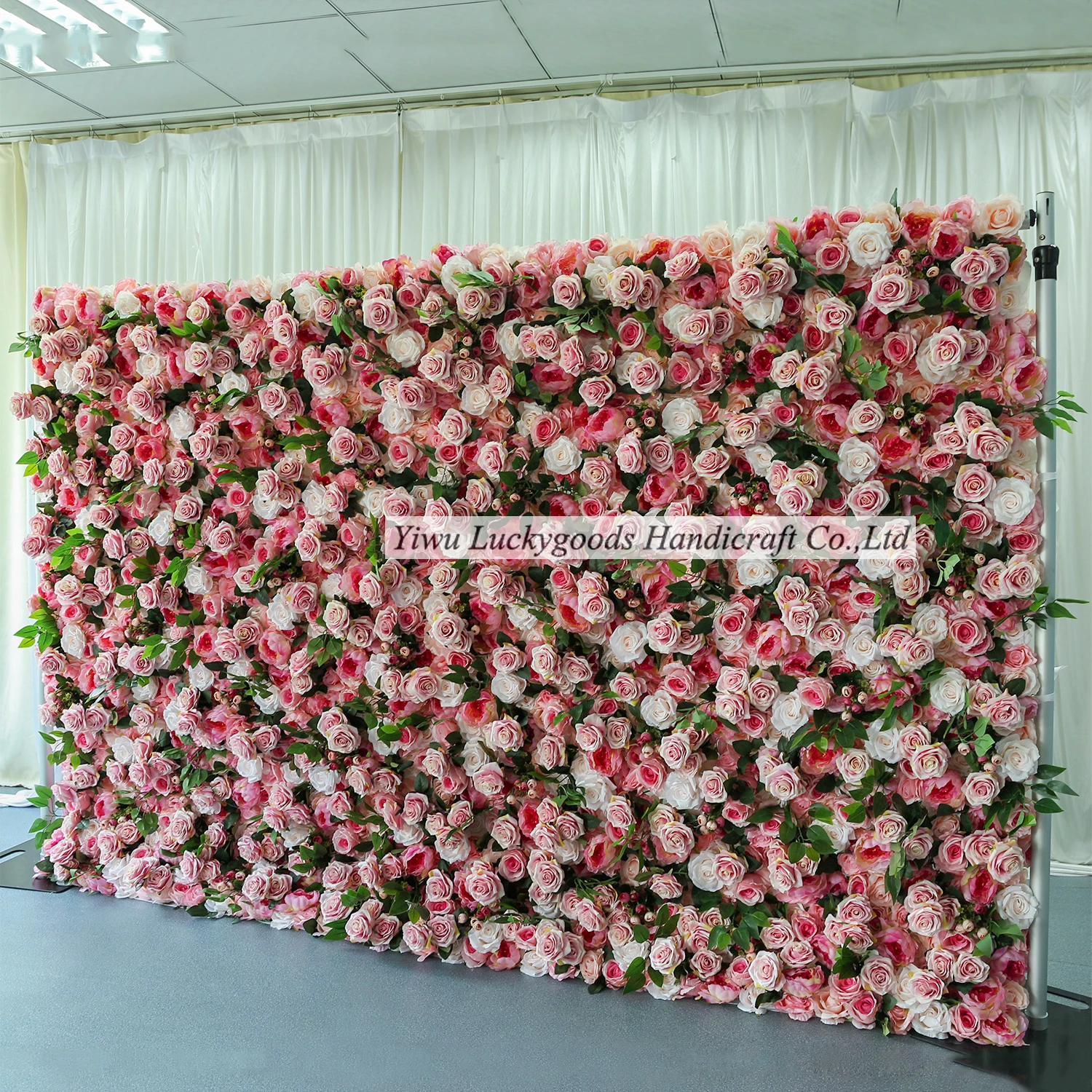 Classic Pink Rose 3D Artificial Flowers Wall Panel for Event Decoration ...