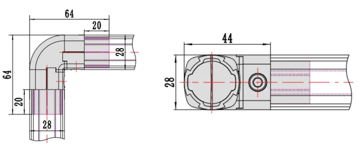 Round Elbow Connector Two Way Connector Third Generation Lean Tube ...