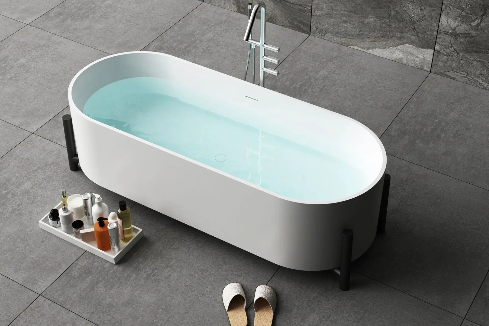 Two Person Round Resin Stone Bathtub Free Standing Bath Tub Solid ...