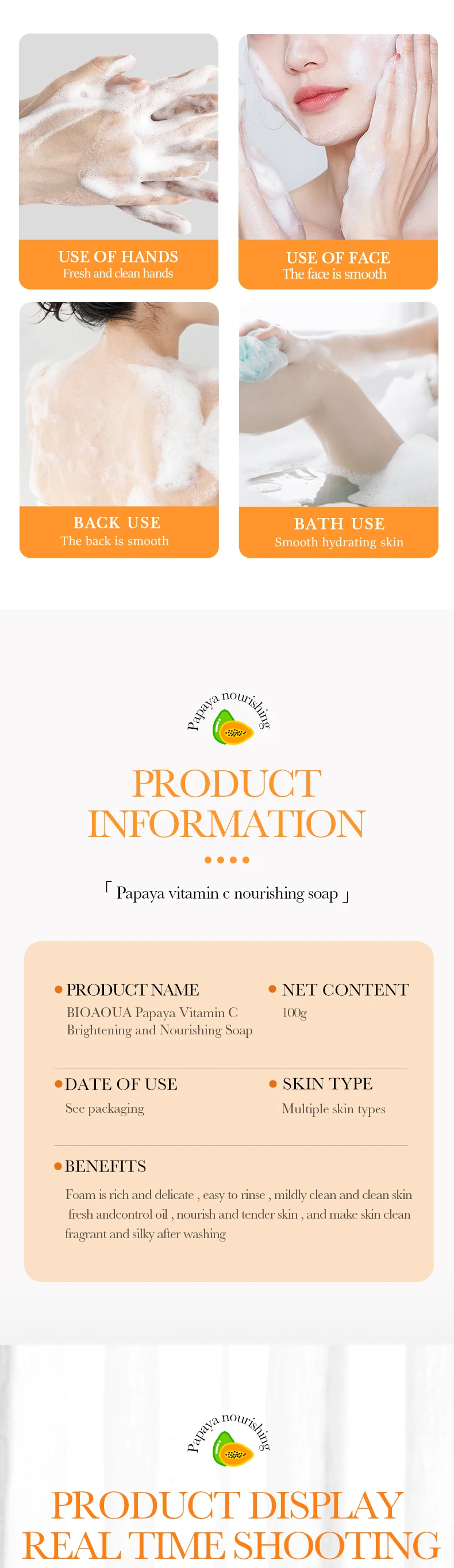 BIOAQUA Handmade Papaya Soap With Vitamin C - Nourishing & Brightening ...
