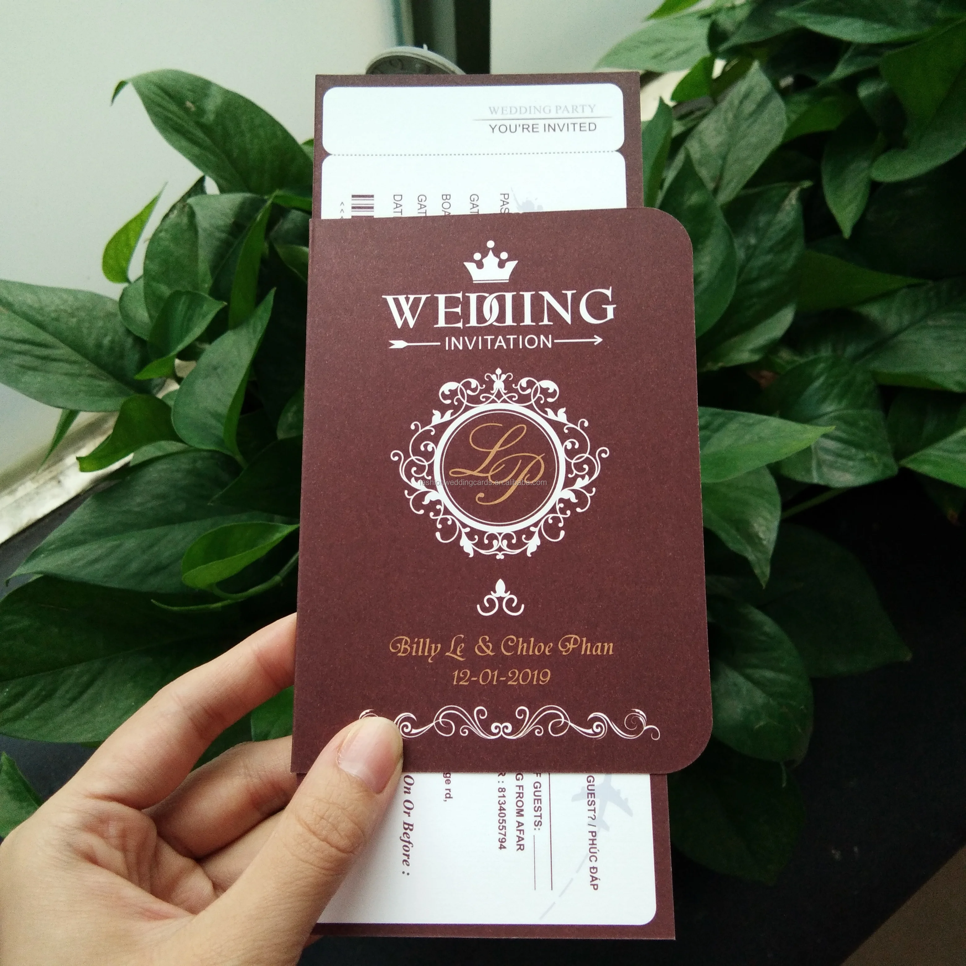 Chic Customized Passport Boarding Pass Wedding Invitations
